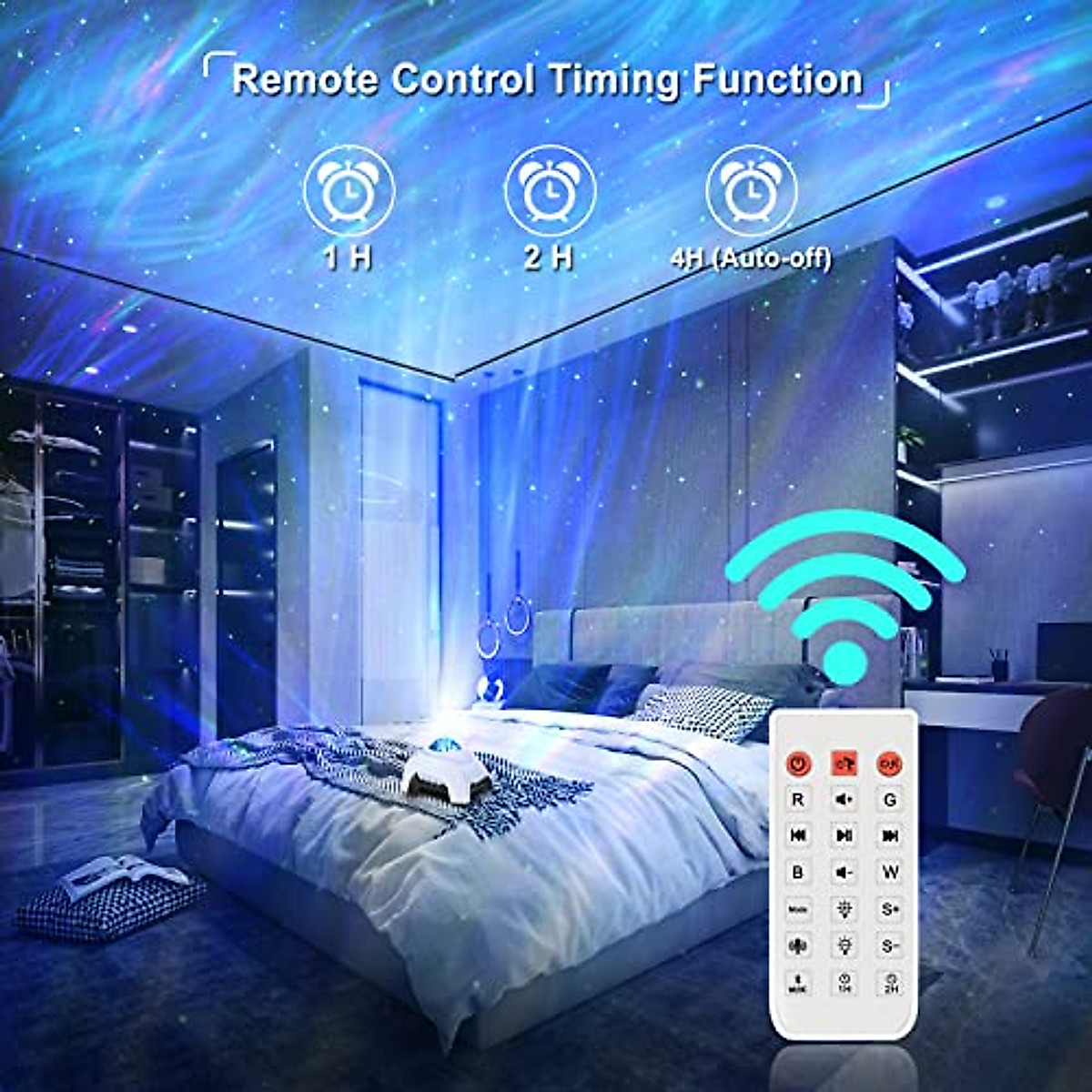 Vinwark Star Projector, Galaxy Projector, Northern Lights Aurora Projector for Bedroom with Music Bluetooth Speaker and White Noise, Starry Night Light Projectors for Kids Adults