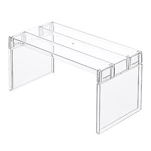 1 Pack Detachable Plastic Refrigerator Organizer Shelf Multi-Purpose Storage Rack for Fridge Cabinet Cupboard Desktop, Clear