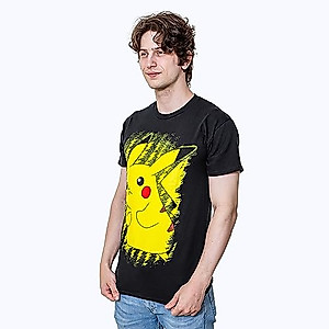 Pokemon Mad Engine Young Men’s Pokémon Pikachu Electric Static Power T-Shirt, Black, 3XL