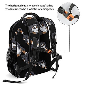 Swiss Bernese Mountain Dog Travel Laptop Backpack Casual Daypack with Mesh Side Pockets for Book Shopping Work