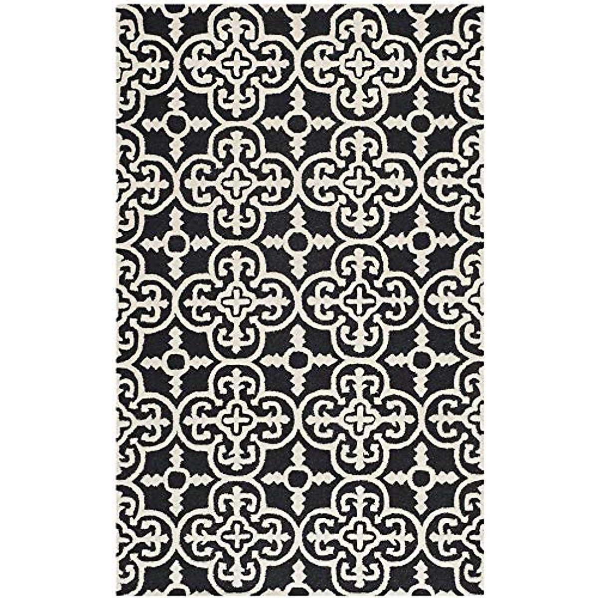 SAFAVIEH Cambridge Collection 5' x 8' Black/Ivory CAM133E Handmade Moroccan Premium Wool Area Rug