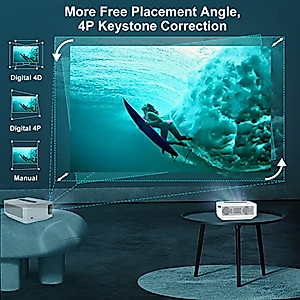 4K Support Projector with 5G WiFi and Bluetooth, XGODY X1 12000L Native 1080P HD Built-in Android OS Projectors Preinstall YouTube Netflix, 8000+ Apps, Dolby Sound Smart Portable Projector with Bag