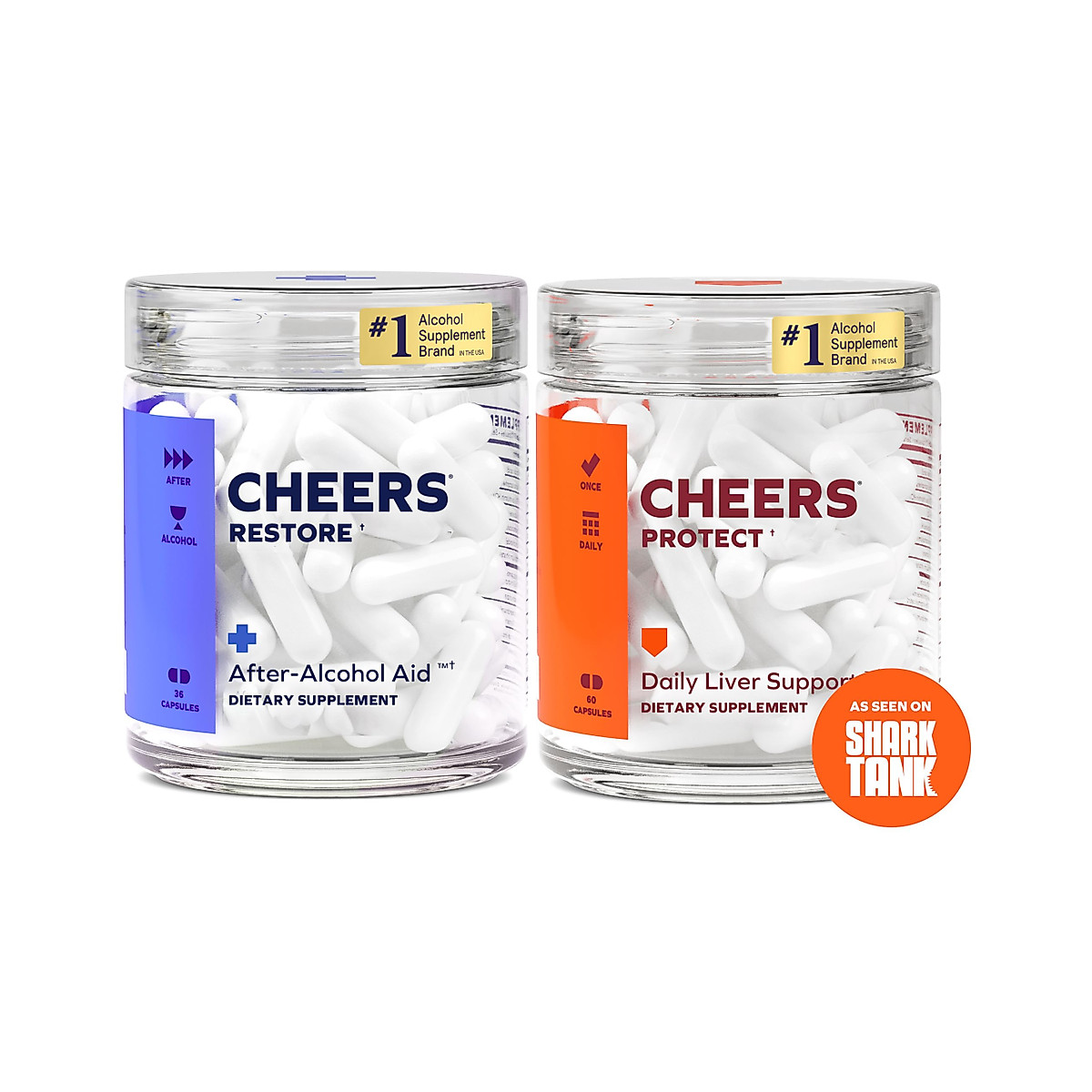 Cheers Liver Combo | Restore + Protect | Support Your Liver & Feel Better After Drinking | DHM, L-Cysteine, Milk Thistle, Prickly Pear, B-Vitamins | 12 Doses Restore, 30 Doses Protect | Supplements