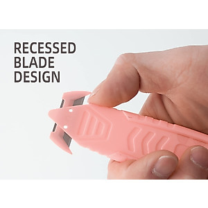 70-Pack Safety Box Cutter, T TOVIA SK2 Stainless Steel Concealed Blade Package Opener with Tape Splitter for Cartons, Cardboard, Wrap, Straps, Film (30 Green, 20 Pink, 20 Yellow)