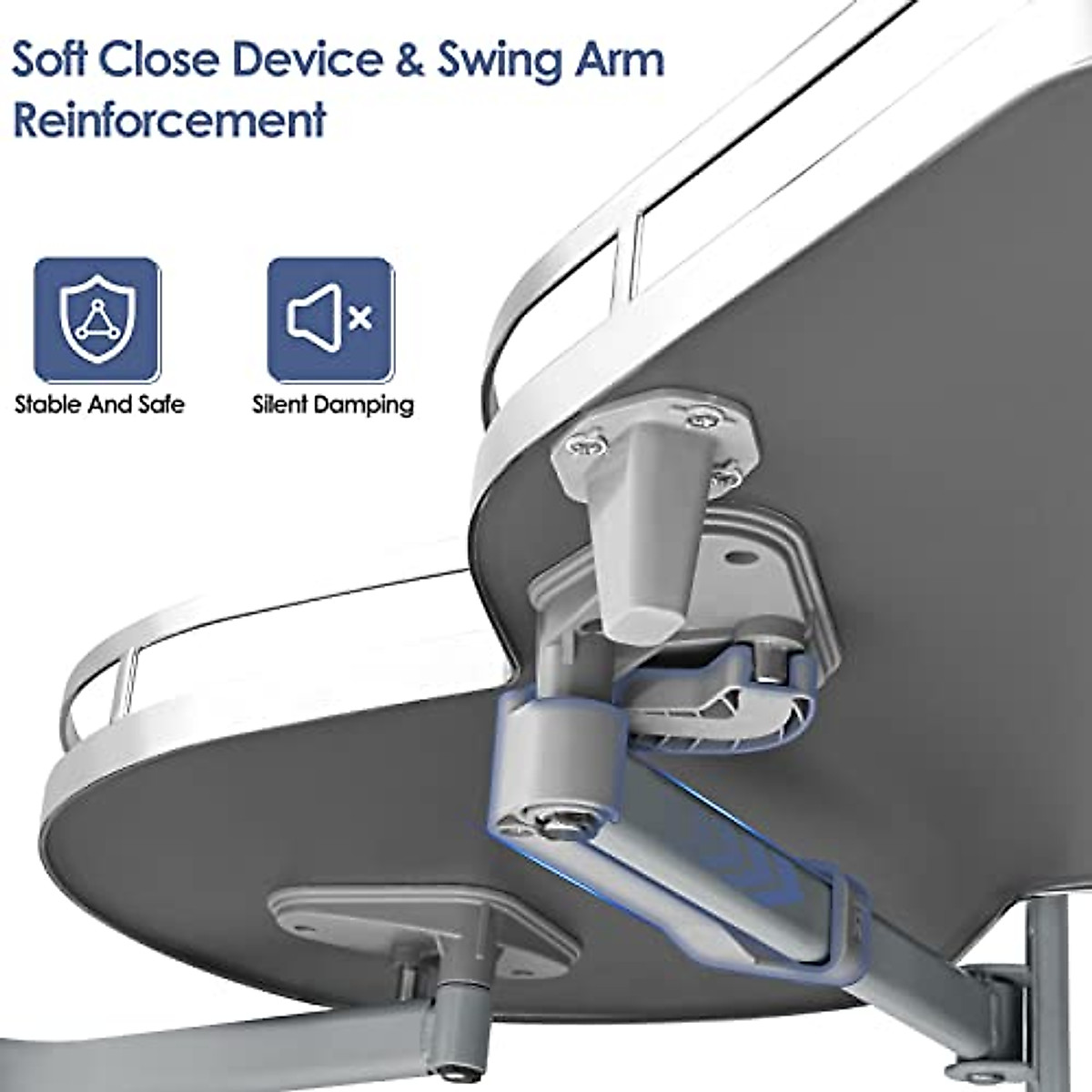 LIVOSA Magic Corner Kitchen Cabinet Pull Out Organizer with 2 Non-slip Tiers Swing Tray and Soft Close for 36" Cabinets, Right Handed Open, Grey