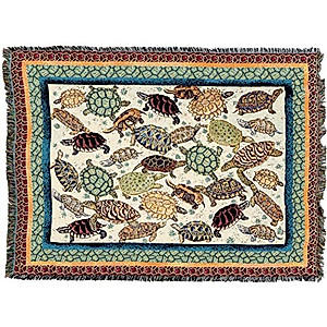 Pure Country Weavers Turtles Blanket by Elena Vladykina - Garden Floral Gift Tapestry Throw Woven from Cotton - Made in The USA (72x54)