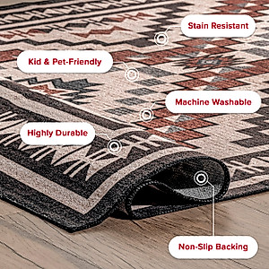 nuLOOM 8' Square SpinClean Machine Washable Stain-Resistant Area Rug with Non Slip Backing, Low Profile for Living Room, Bedroom, and Dining Room, Leighton Beige