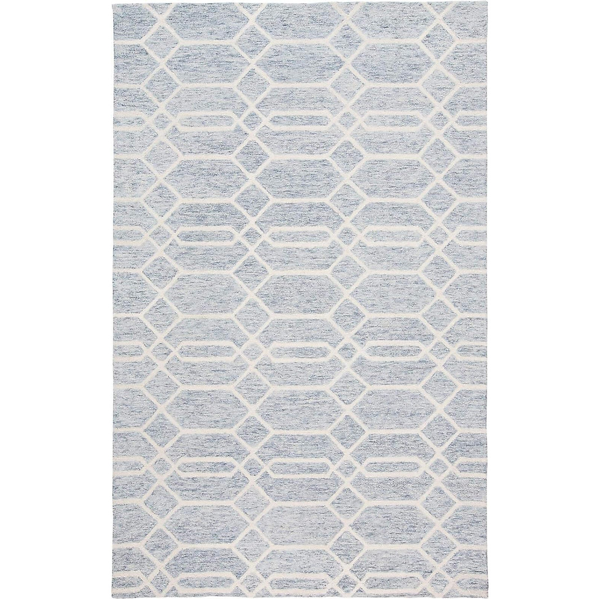 8' X 10' Blue And Ivory Wool Geometric Tufted Handmade Stain Resistant Area Rug