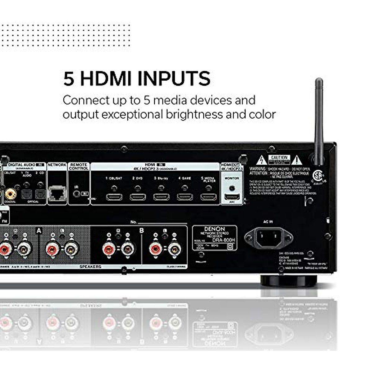 Denon DRA-800H 2-Channel Stereo Network Receiver for Home Theater | Hi-Fi Amplification | Connects to All Audio Sources | Latest HDCP 2.3 Processing with ARC Support | Compatible with Amazon Alexa