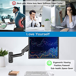 HUANUO Single Monitor Wall Mount for 13 to 32 Inch Computer Screen, Monitor Wall Mount Arm Holds up to 17.6lbs, Height Adjustable Full Motion Gas Springcore Wall Monitor Mount-VESA Mount 75x75,100x100