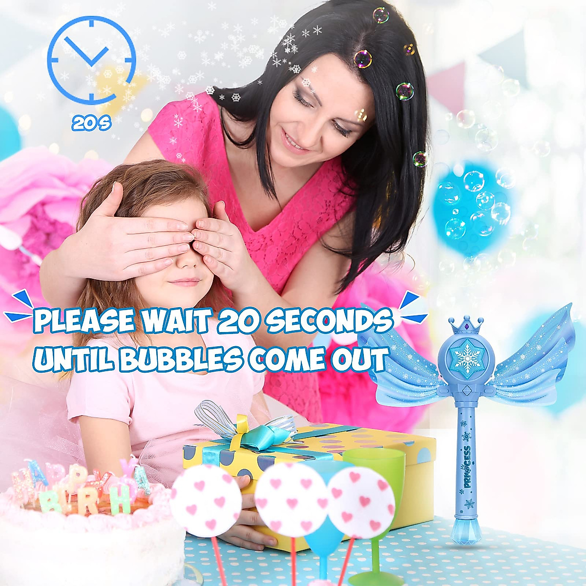 Bubble Machine for Kids, Automatic Electric Frozen Toys for Girls Princess Bubble Wand Maker Blower, Musical&Light Up Bubble Toys for Toddlers Outdoor, 3 4 5 6 7 8 Year Old Gifts