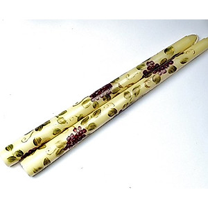 Hand Painted Decorative Taper Candle Set with Grape Clusters and Vines Tuscan Grapevine Decor