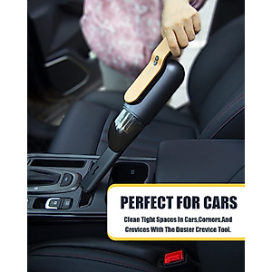 Qisuten Handheld Vacuum Cordless Cleaner - Mini Car Vacuum Cordless Rechargeable, Powerful Portable Rechargeable Hand Held Vacuum for Home Pet Hair Office Keyboard Car (Grey+Orange)