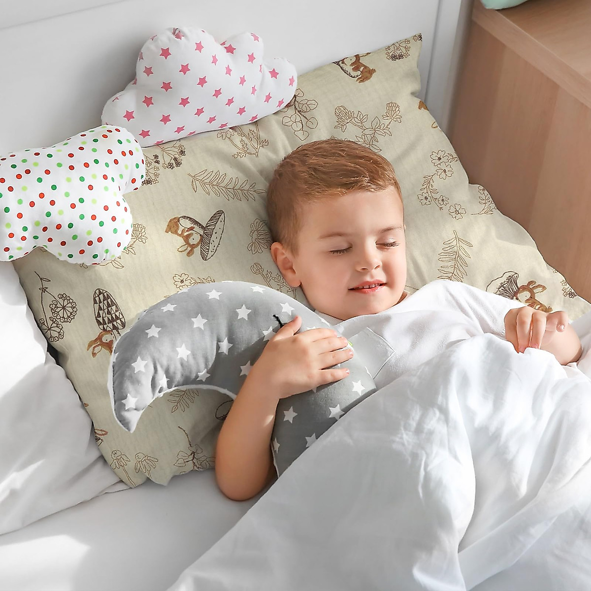 Winmany Toddler Muslin Pillowcases Baby Girl Boy Cotton Pillow Case Travel Cushion Pillow Covers with Envelope Design Cot Bed Accessories Fit for 13"x18" 14" x 19" 12"x16" Pillow (Flower+Animal)