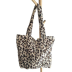 Leopard Tote Bag With Zipper Cheetah Gifts For Women Fuzzy Tote Bags For Beach