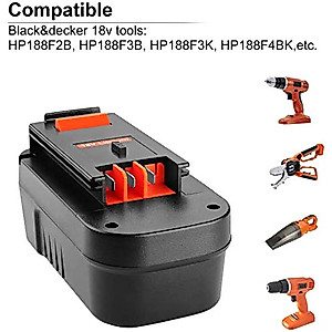 Powilling 2Pack 6.5Ah Lithium Battery Replacement for Black and Decker 18V Battery Firestorm 18v Battery HPB18 HPB18-OPE 244760-00 A1718 FS18FL FSB18 Firestorm 18V Battery(Charger Included)
