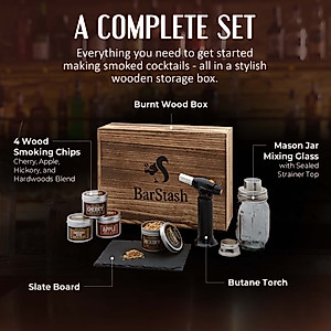 BarStash - Cocktail Smoker Kit, House Warming Gifts New Home, Whiskey Smoker Kit, Cocktail Smoker Kit with Torch, Bourbon Smoker Kit, Drink Smoker Infuser Kit, Old Fashioned Smoker Kit, Whiskey Gifts
