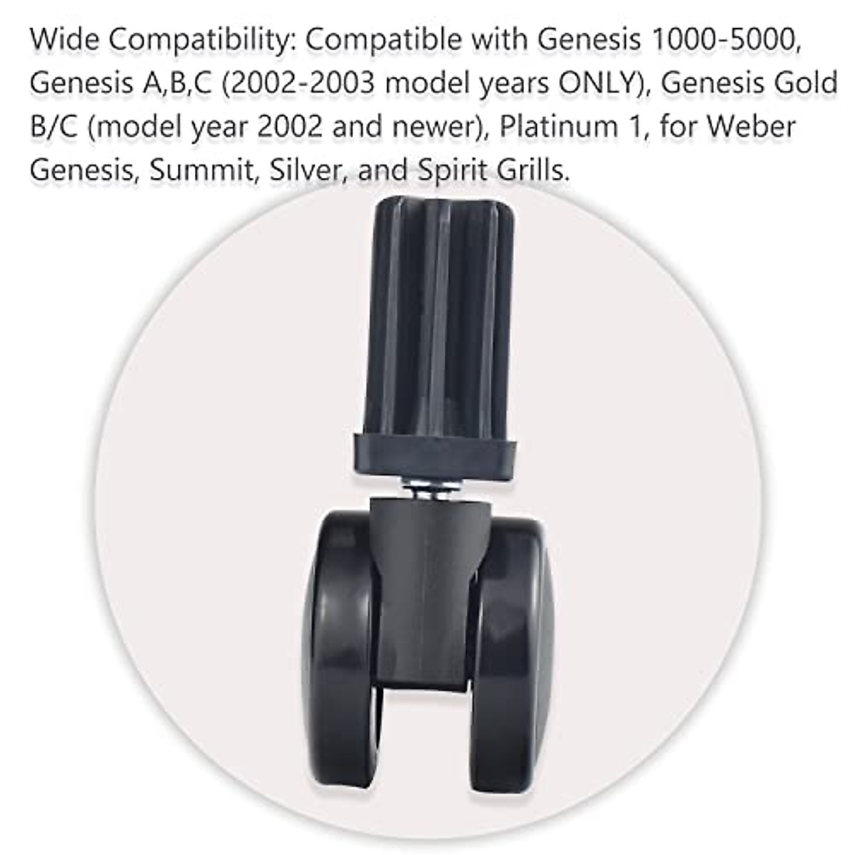 6414 Caster Wheel with Caster Insert Compatible with Weber, Genesis 1000-5000, Genesis A,B,C (2002-2003), Genesis Gold B/C (2002 and Newer), Platinum 1, Summit, Silver, Spirit Gas Grills