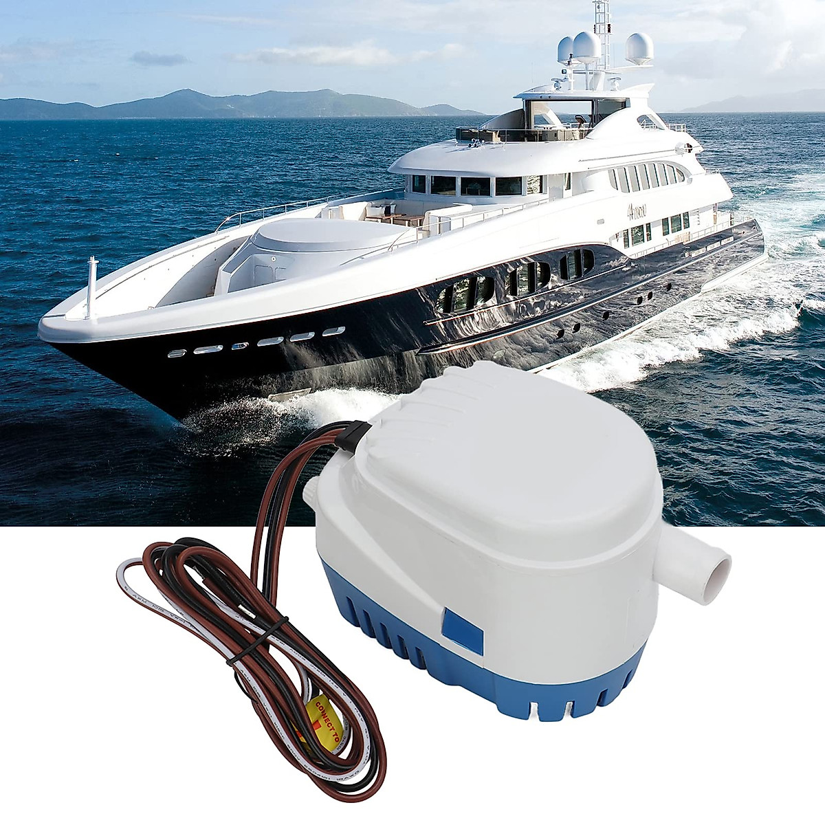 12v 1100gph Automatic Submersible Boat Bilge Water Pump, Auto with Float Switch, Bilge Pump for Boats (Blue - Automatic)