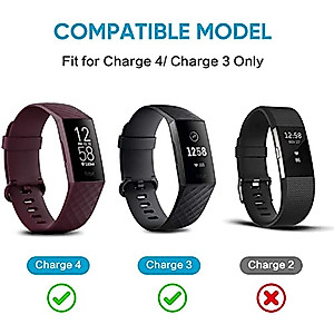 [2-Pack] Charger Cable Compatible with Fitbit Charge 3/Charge 4, Replacement USB Charging Cradle Dock Stand Cable for Smart Watch Fitbit Charge 3/Charge 4(3.3 ft/1.6ft)