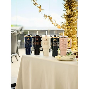 Stanley Quencher H2.0 Tumbler with Handle and Straw 40 oz | Flowstate 3-Position Lid | Cup Holder Compatible for Travel | Insulated Stainless Steel Cup | BPA-Free | Black Gloss Deco