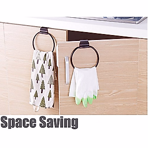 Fashionclubs Iron Towel Ring Over-The-Cabinet Door for Kitchen and Bathroom,Bronze (2)