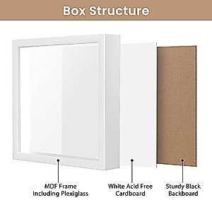 Califortree 8x8 Shadow Box Frame - Memory Box Display Case for Memorabilia Flower Awards Medals Wedding Photos and Keepsake, White