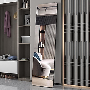 EDTEMI Floor Mirror Full Length,56"x16"Free Standing or Leaning Against Wall Mirror Full Body Mirror,Wall Mounted Hanging Mirror, Large Dressing Mirror with Stand for Bedroom Living Room(Black)