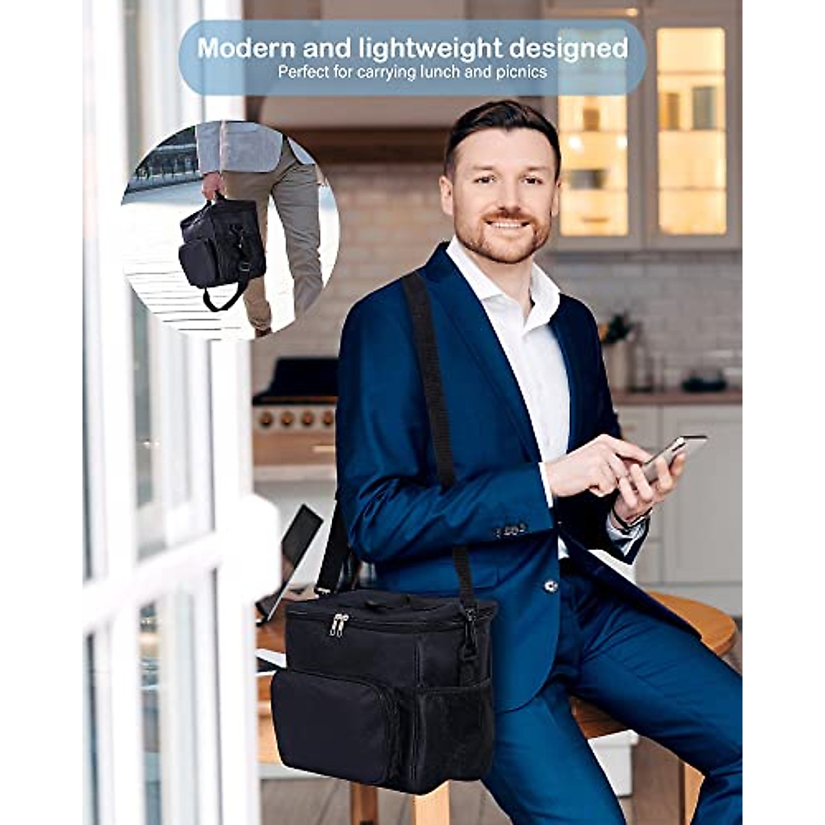 Rhudaky Electric Lunch Box (66 oz & 75W) Food Heater, 3 in 1 Heated Lunch Boxes for Adults,Portable Food Warmer -Self Heating Box for Work/Car/Truck with Large Insulated Lunch Bag