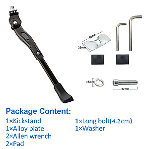 USONG Bike Kickstand Children's Bicycle Kickstand Single-side Stand Folding Bicycle Center Bracket 12" 14" 16" 18" 20" Bike Racks (For 18"-20"-22" Bike)