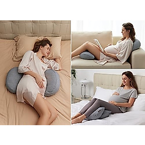 Momcozy Pregnancy Wedge Pillow for Sleeping, Portable Maternity Pillow for Side Sleeper, Support for Back, Belly, Hips for Pregnant Women, Adjustable Travel Pregnancy Pillow, Grey