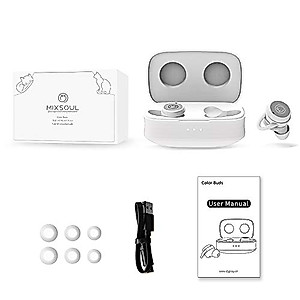Mixsoul TWS Bluetooth 5.0 Earbuds with Charging Case, Mini HD Stereo Sound Noise Cancelling in-Ear Headphones, One-Step Pairing IPX5 Waterproof True Wireless Earbuds Built-in Mics for iPhone/Android