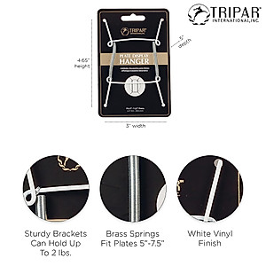 TRIPAR 5-7.5-Inch White Vinyl Plate Wire Wall Plate Hanger