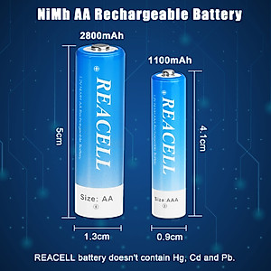 REACELL 16Pcs Rechargeable AAA Batteries, 1.2V 1100mAh High Capacity NiMH Triple AAA Batteries