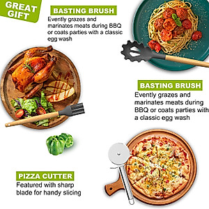 Umite Chef 36pcs Silicone Kitchen Cooking Utensils with Holder, Heat Resistant Cooking Utensils Sets Wooden Handle, Nonstick Kitchen Gadgets Tools Include Spatula Spoons Turner Pizza Cutter(Grey)