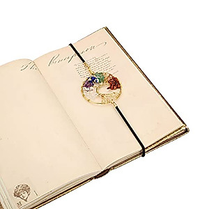 Mornajina 2Packs Elastic Bookmark with Tree of Life Chakra Pendant, Kid Bookmark, Book Markers for Kids/Women, Perfect Gift for Reader (Round Gold, Style 2)