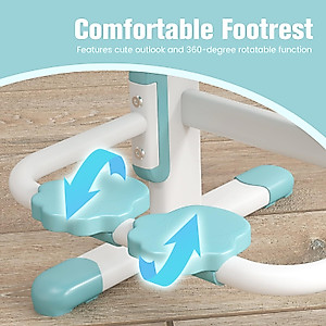 Costzon Kids Desk Chair, Height Adjustable Student Study Task Chair with Double Back Support, Rotatable Footrests, Mesh Ergonomic Office Chair, Kids Computer Chair for Boys Girls Bedroom School, Blue