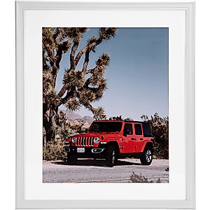 skyDrama 20x24 Picture Frame White PS Material, Display 16x20 Photo without Mat or 20x24 Poster with Mat, Light Weight High Transparent 20by24 Frame for Wall - 20"x24"/White/1Pack