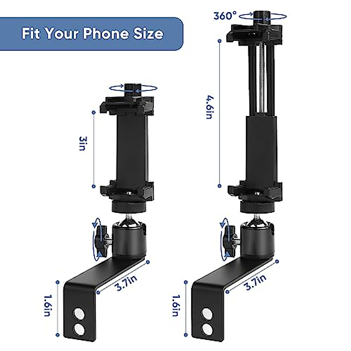 KEAUP Universal Phone Holder 360° Smartphone Compound Bow Adapter Mobile Phone Holder for Archery Hunting Photos and Video