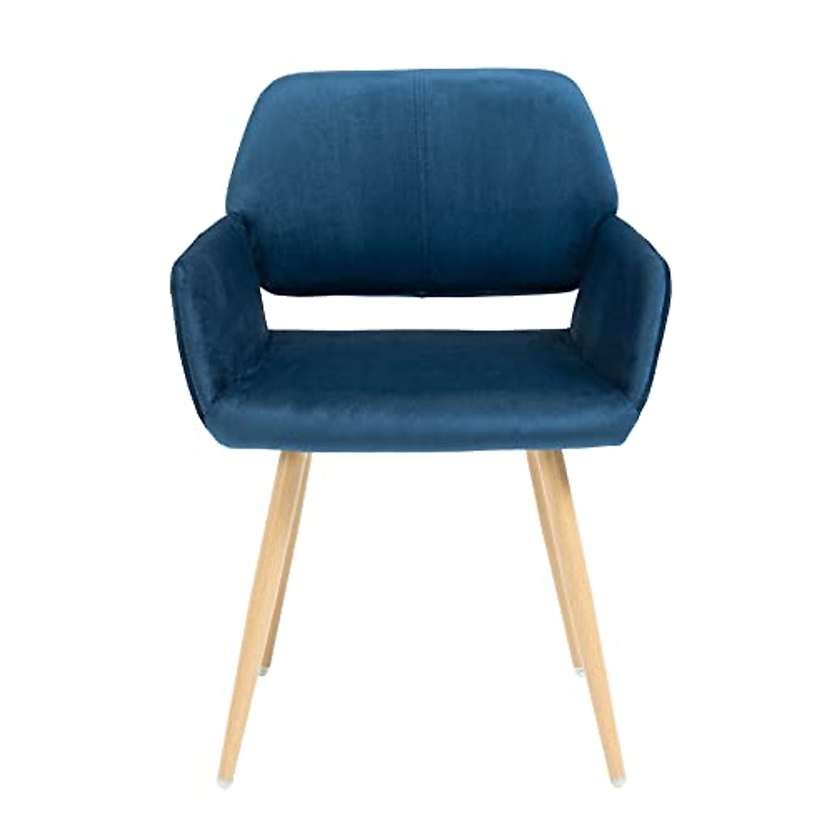 EEBUIHUI Modern Dining Room Living Room Accent Arm Chairs Club Guest with Solid Wood Legs Velet Fabric Upholstered Side Dining Chair for Living Room Dining Room Kitchen (Blue)