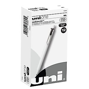uni-ball Uniball One Gel Pen, 12 Black Pens, Medium Point 0.7mm Gel Pens, Fine Point, Smooth Writing Pens, Home Office Supplies, Colored Pens, Ink Pens for Journaling, Ballpoint Pens, Bulk Pens