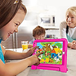 MOXOTEK Kids Case for iPad 5th/6th Generation & iPad Air 1/2 & Pro 9.7, iPad 9.7" Case with Screen Protector, Shockproof Protective Cover for iPad 9.7 inch 6/5 Generation 2018/2017, Pink