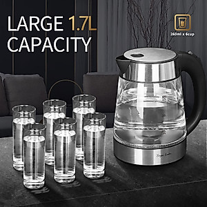 Small Glass Kettle Electric, Compact Mini Sized Electric Hot Water Kettle for Tea and Coffee 1L Black Taylor Swoden