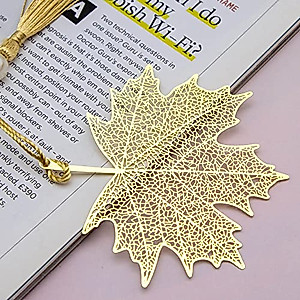 Micro Traders 3PCS Leaf Bookmarks Classical Vintage Hollow Metal Bookmarks with Tassel Retro Elegant Book Page Marks for Friends Family Classmates Reading Supplies Gold (318_CR)