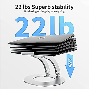 JZBRAIN Adjustable Laptop Stand, Portable Computer Stand for 15.6inch Laptops, Ergonomic Laptop Stand for Desk, Foldable Laptop Holder Compatible with 10-15.6inch Laptops - Silver