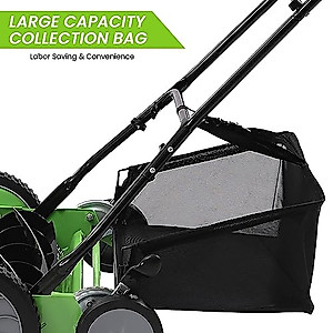 TBVECHI Cordless Manual Lawn Mower with 5-Blades, Adjustable Cutting Handle Height Push Lawn Mower with Grass Catcher, 5381ft2 Grass Cutter (20")