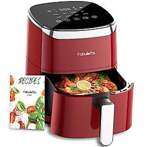 Air Fryers 4 Qt, Fabuletta 9 Cooking Functions Smart Air Fryers, Shake Reminder, Powerful 1550W Electric Hot Air Fryer,Tempered Glass Display, Dishwasher-Safe & Nonstick, Quiet, Fit for 2-4 People