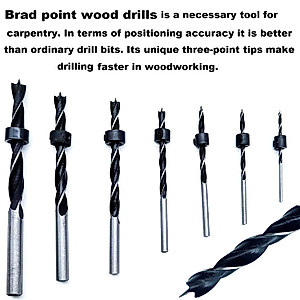 QISF 16Pcs Brad Point Wood Drill Bit 3/4/5/6/8/10/12mm Wood Working Drill with 3-12MM Center Point and Stopper Perfect for Woodworking Carpentry Drilling