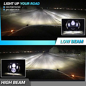 5x7 LED Headlight,JHLion Anti-glare H6054 5x7 7x6 Led Headlights,180W DOT Approved 600% Brighter w/DRL Amber Turn Signal Hi/Low Sealed Beam Compatible with Jeep Cherokee XJ Wrangler YJ GMC Comanche MJ