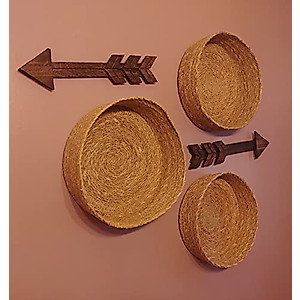 Yesland 3 Sizes Woven Rattan Basket, Natural Round Bread Serving Basket Nesting Baskets with Plastic Dust Bag, Perfect Storage Baskets for Coastal, Beach Decor Pantry, Bathroom